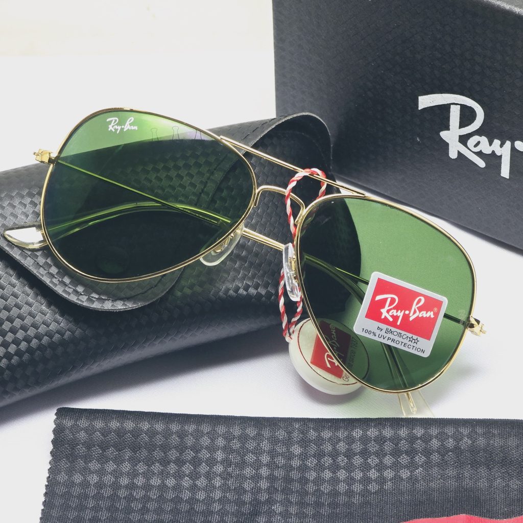 Ray-Ban Premium Pilot Green Mirror 400 UV Sunglass For Man - New Pupil Optics